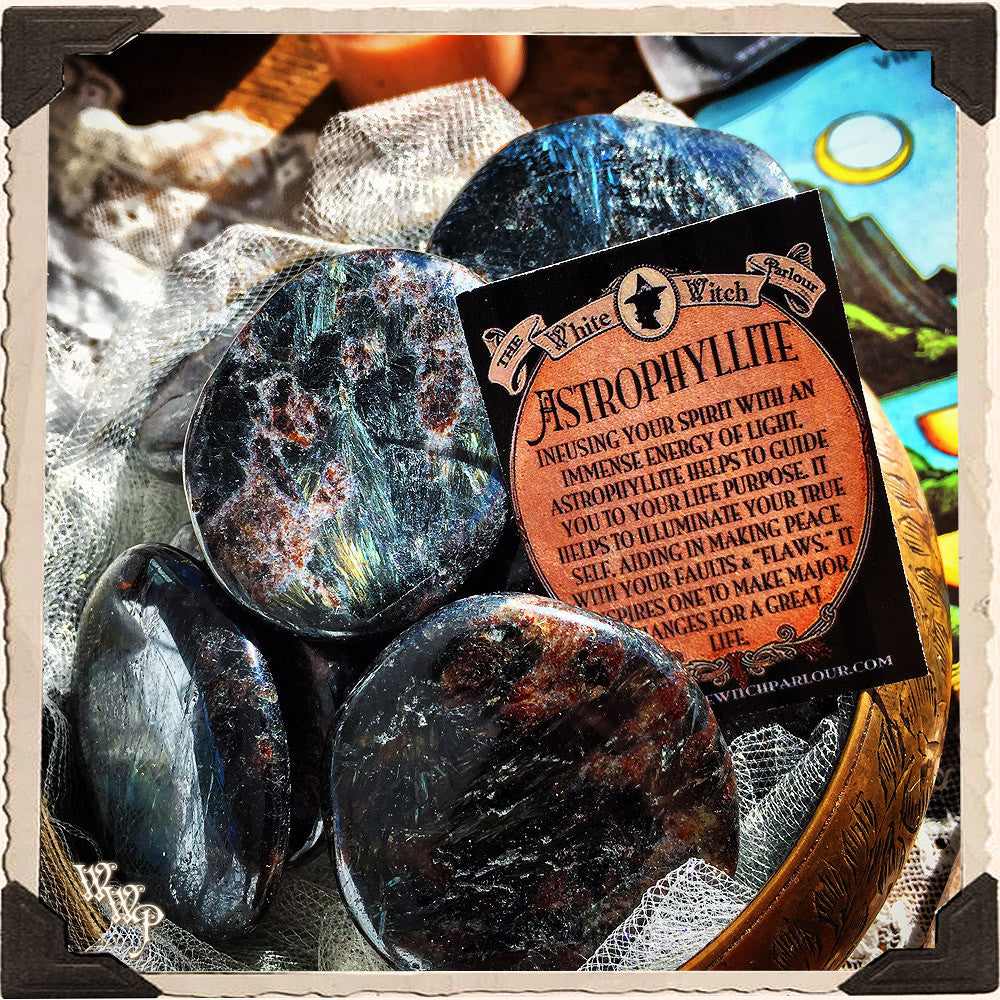 ASTROPHYLLITE PALM STONE. Worry Stone. For Spiritual Illumination & Ma ...