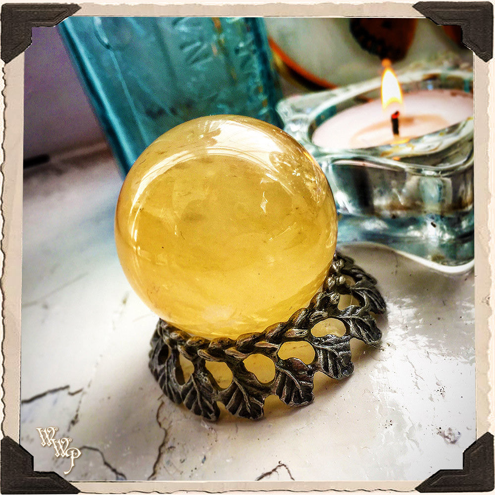 PEWTER ORNATE LEAF MOTIF SPHERE STAND/ BASE. Witch's Crystal Sphere Ho ...