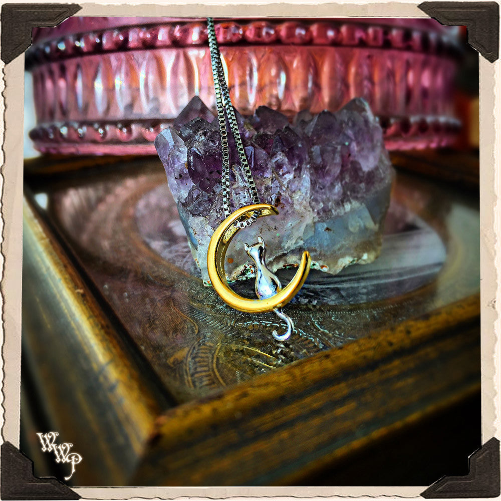 LUNA MOON CAT NECKLACE. Sterling Silver Talisman for Goddess Magick ...