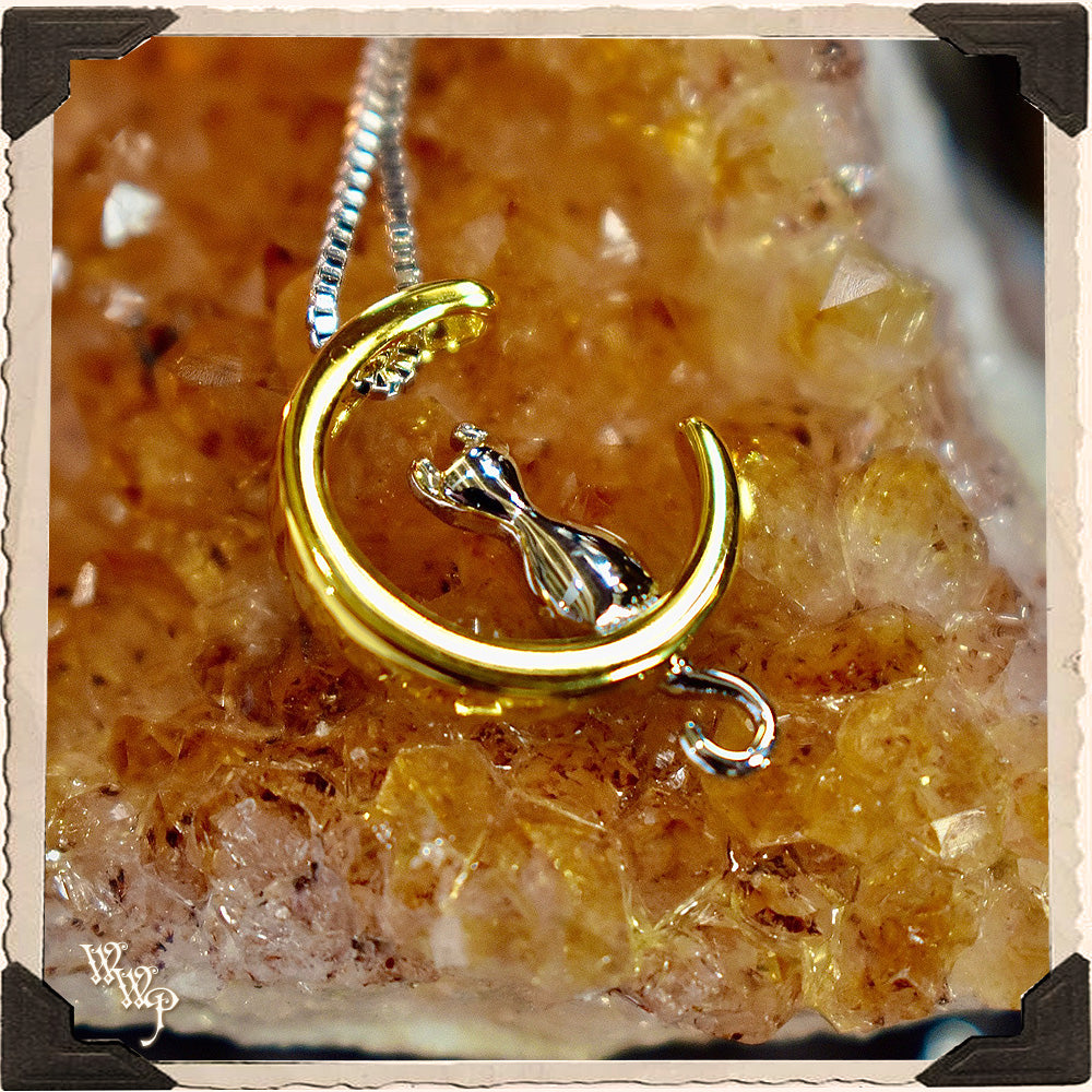 LUNA MOON CAT NECKLACE. Sterling Silver Talisman for Goddess Magick ...