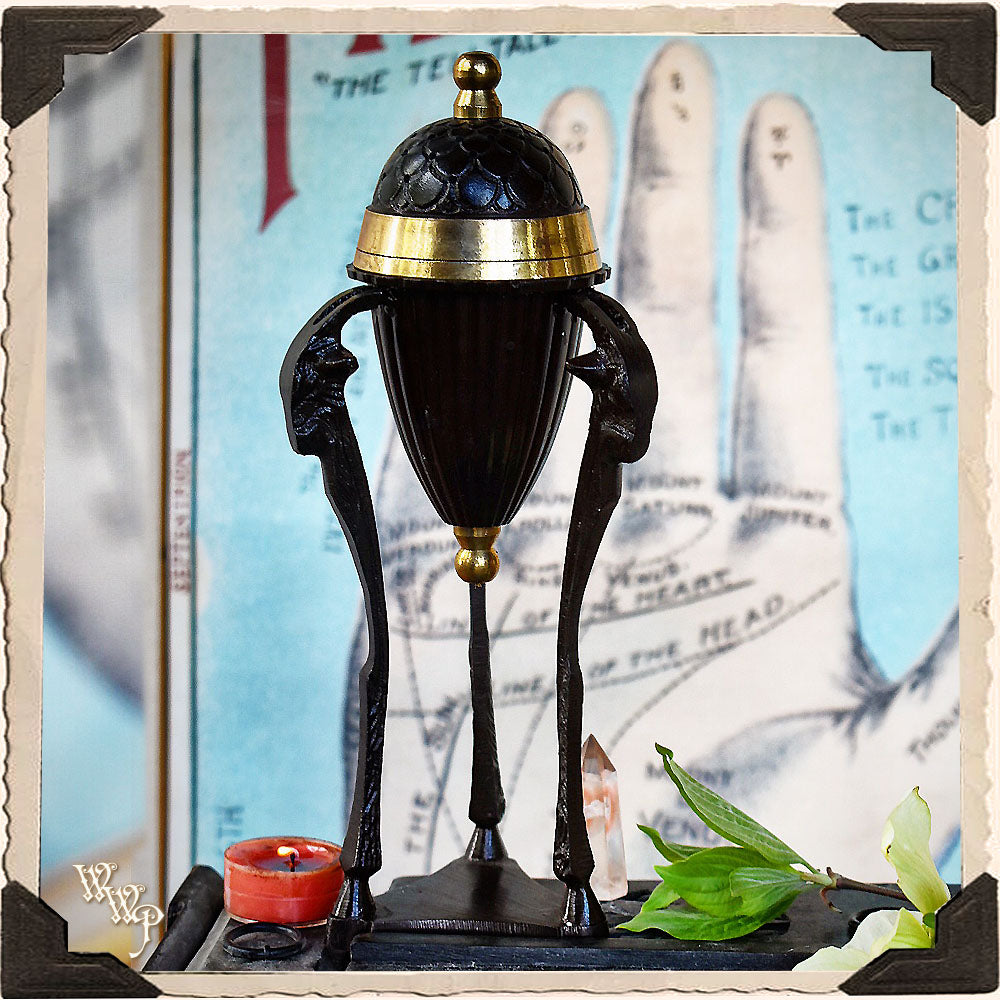 PAN / BAPHOMET ANTIQUE-STYLE CENSER. Metal Altar Decor For Incense & C ...