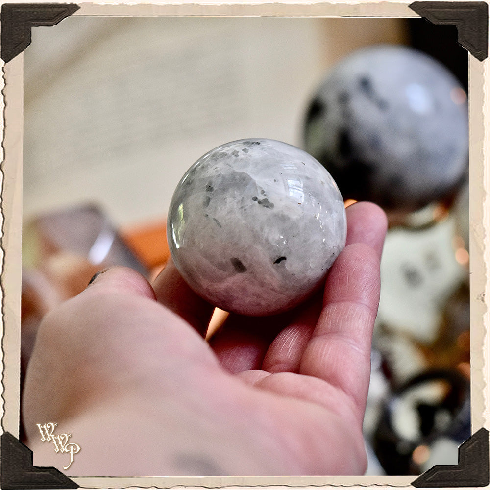 RAINBOW MOONSTONE CRYSTAL SPHERE. For Full Moon, Feminine Energy & Cal ...