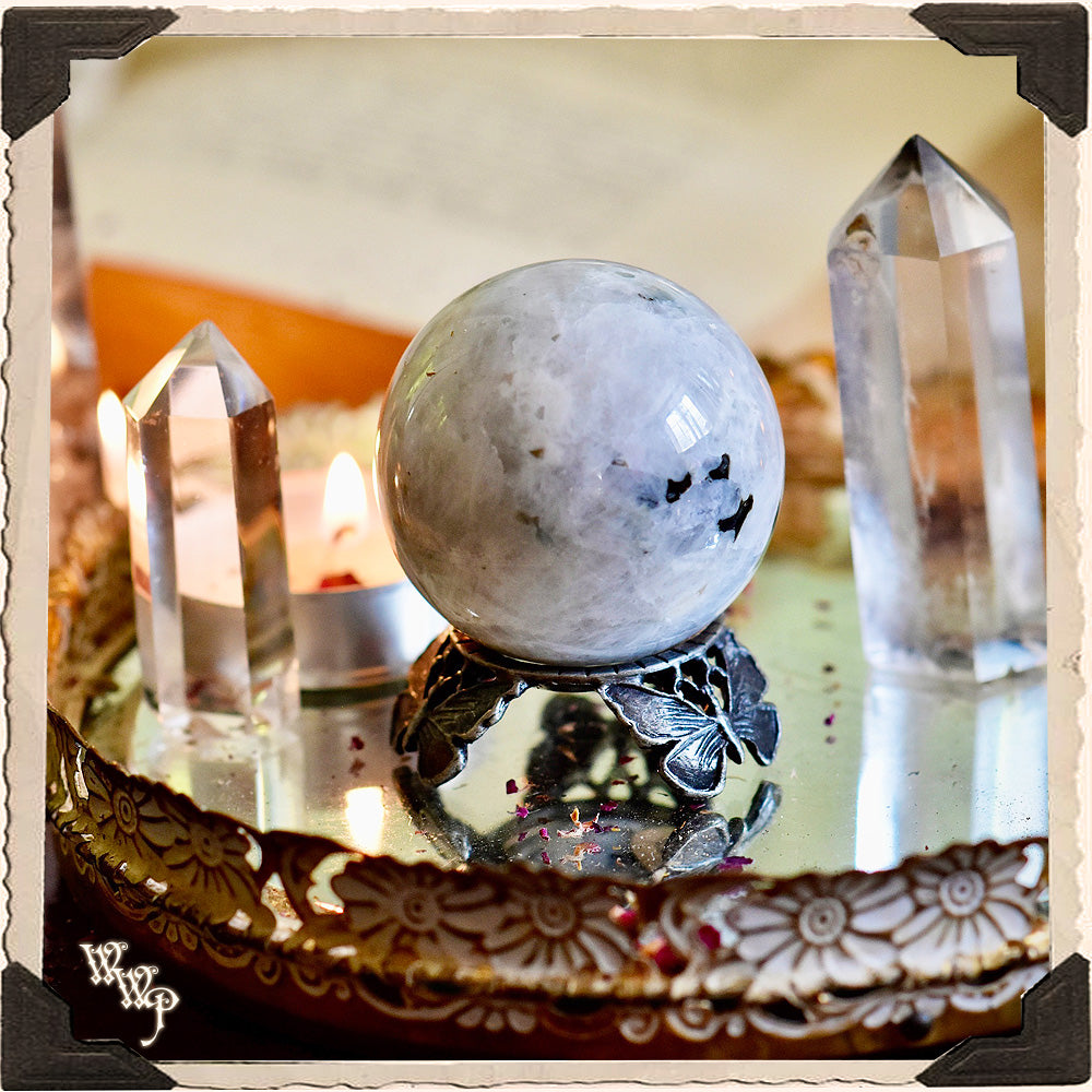 RAINBOW MOONSTONE CRYSTAL SPHERE. For Full Moon, Feminine Energy & Cal ...