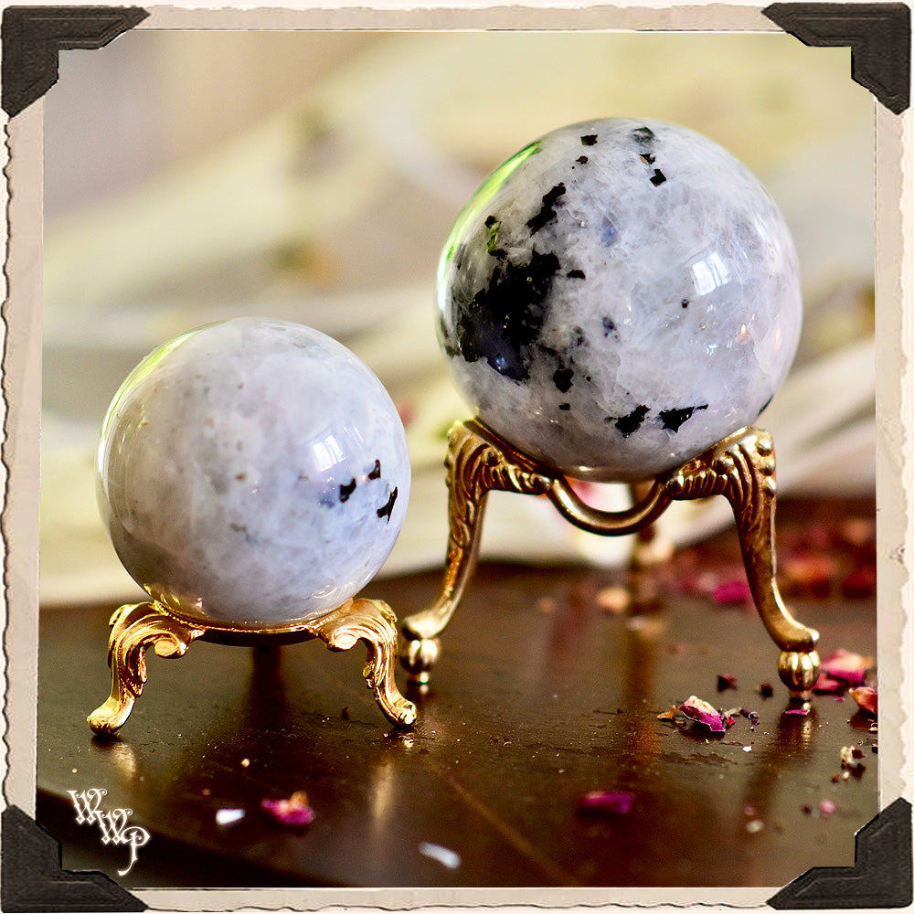 RAINBOW MOONSTONE CRYSTAL SPHERE. For Full Moon, Feminine Energy & Cal ...