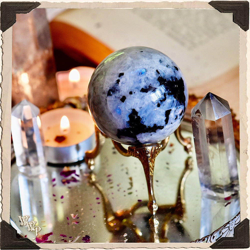 RAINBOW MOONSTONE CRYSTAL SPHERE. For Full Moon, Feminine Energy & Cal ...
