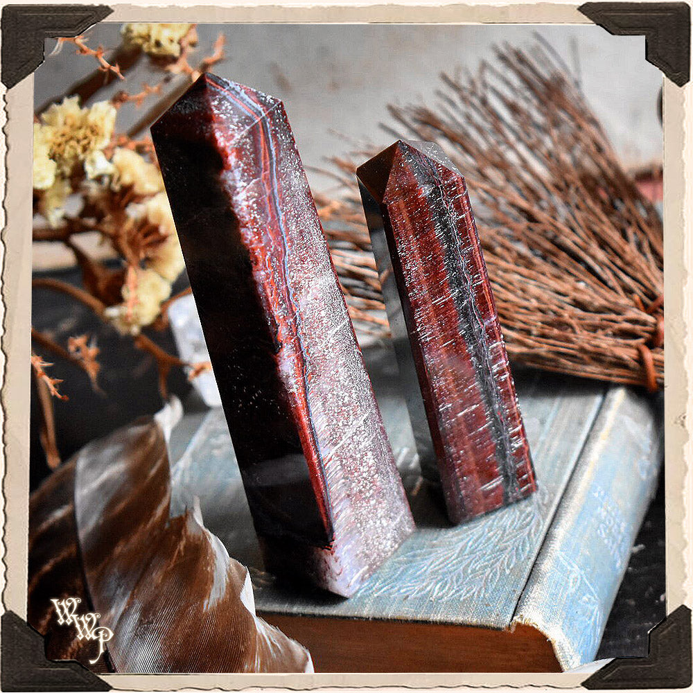 RED TIGER'S EYE OBELISK CRYSTAL. For Motivation, Kundalini & Manifesta ...